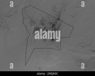 Tibesti, region of Chad. Grayscale elevation map with lakes and rivers ...