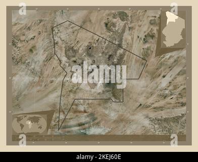 Tibesti, region of Chad. High resolution satellite map. Corner ...