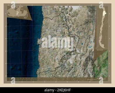 Antofagasta, region of Chile. High resolution satellite map Stock Photo ...