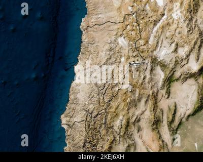Atacama, region of Chile. Low resolution satellite map. Corner ...