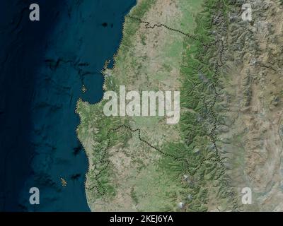 Bio-Bio, region of Chile. High resolution satellite map. Locations and ...