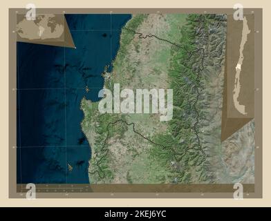 Bio-Bio, region of Chile. High resolution satellite map. Locations and ...