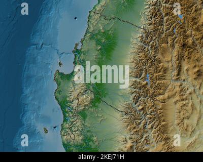 Bio-Bio, region of Chile. Elevation map colored in wiki style with ...