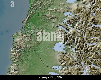 Los Rios, region of Chile. Elevation map colored in wiki style with ...