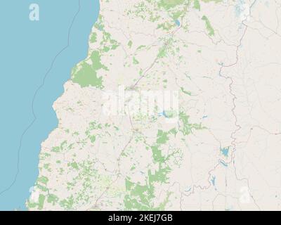 Maule, region of Chile. Open Street Map. Locations and names of major ...
