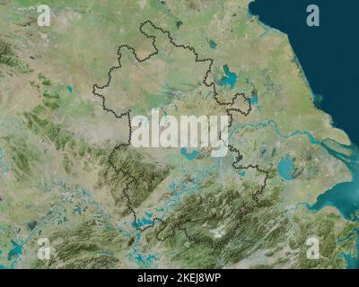 Anhui, province of China. High resolution satellite map. Locations and ...