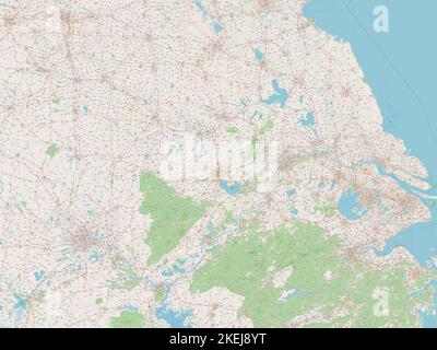 Anhui, province of China. Open Street Map. Locations and names of major ...