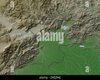 Beijing, municipality of China. Colored elevation map with lakes and ...