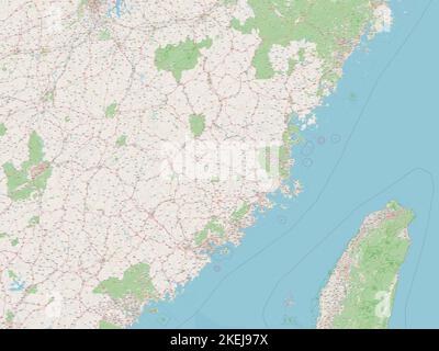 Fujian, province of China. Open Street Map. Locations of major cities ...