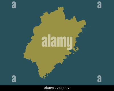 Fujian, province of China. Solid color shape. Locations and names of ...