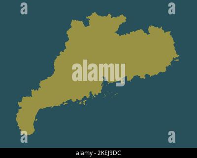 Shape of Guangdong, province of China, with its capital isolated on ...