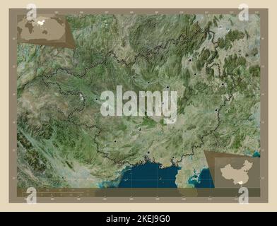 Guangxi, autonomous region of China. High resolution satellite map ...