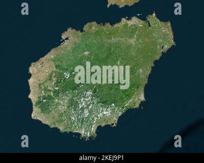 Hainan, province of China. High resolution satellite map. Locations and ...