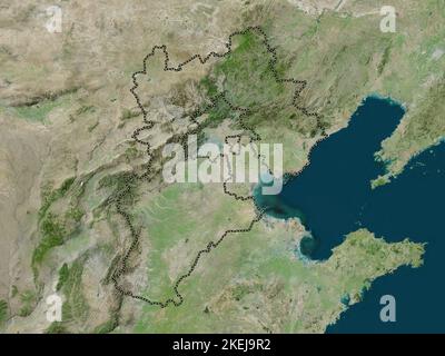 Hebei, province of China. High resolution satellite map. Locations of ...