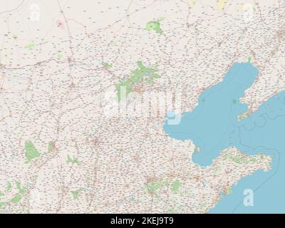 Hebei, province of China. Open Street Map. Locations and names of major ...