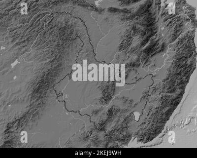 Heilongjiang, province of China. Bilevel elevation map with lakes and ...
