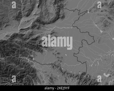 Henan, province of China. Bilevel elevation map with lakes and rivers ...