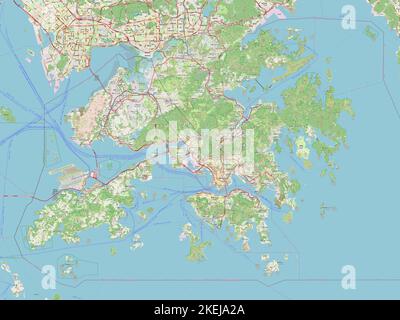 Hong Kong, autonomous region of China. Grayscale elevation map with ...