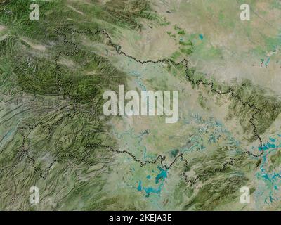 Hubei, province of China. High resolution satellite map. Locations and ...