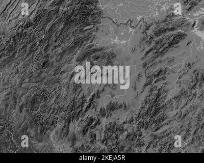 Hunan, province of China. Elevation map colored in wiki style with ...