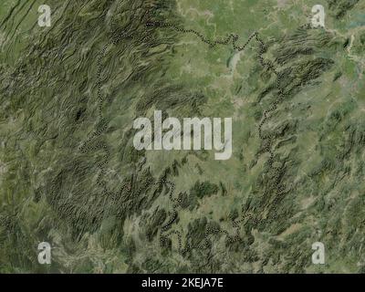 Hunan, province of China. Low resolution satellite map. Locations and ...