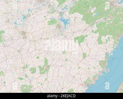Jiangxi, province of China. Open Street Map. Locations of major cities ...