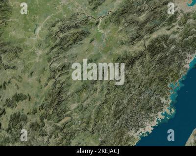 Jiangxi, province of China. Low resolution satellite map. Locations of ...