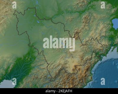 Jilin, province of China. Elevation map colored in wiki style with ...