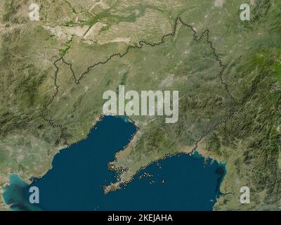 Liaoning, province of China. Low resolution satellite map. Locations ...