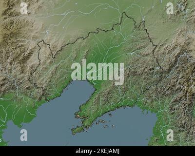 Liaoning, province of China. Elevation map colored in wiki style with ...