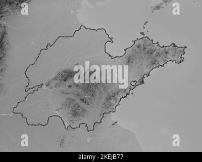 Shandong, province of China. Elevation map colored in wiki style with ...