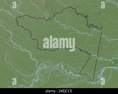 Amazonas, department of Colombia. Colored elevation map with lakes and ...