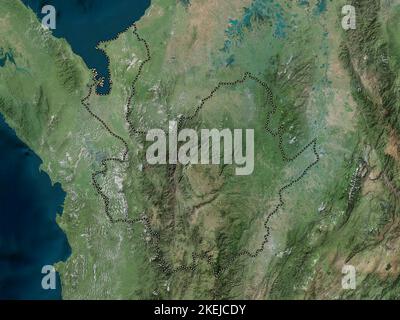 Antioquia, department of Colombia. High resolution satellite map. Locations and names of major ...