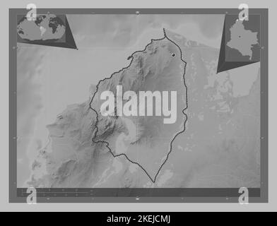 Atlantico, department of Colombia. Grayscale elevation map with lakes ...