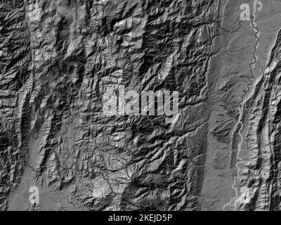 Caldas, department of Colombia. Bilevel elevation map with lakes and ...