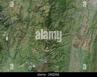 Caldas, department of Colombia. High resolution satellite map. Locations of major cities of the ...