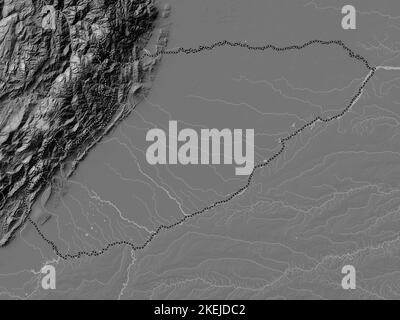 Casanare, intendancy of Colombia. Bilevel elevation map with lakes and ...