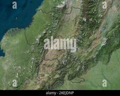 Cauca, department of Colombia. High resolution satellite map. Locations ...