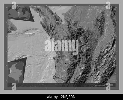 Choco, department of Colombia. Bilevel elevation map with lakes and ...