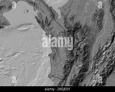 Choco, department of Colombia. Bilevel elevation map with lakes and ...