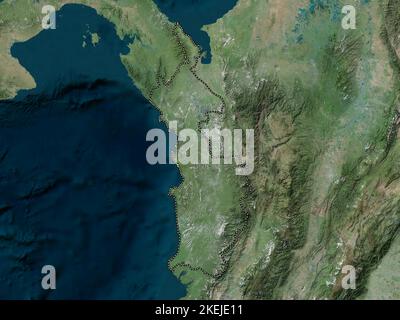 Choco, department of Colombia. High resolution satellite map. Locations ...