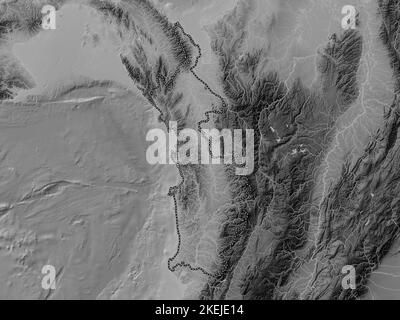 Choco, department of Colombia. Grayscale elevation map with lakes and ...