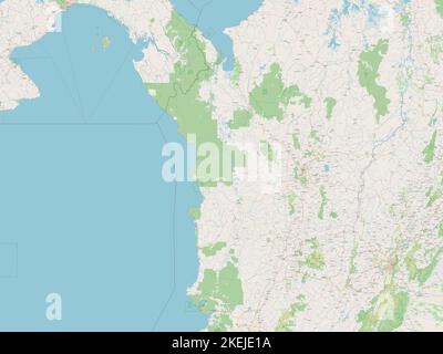 Choco, department of Colombia. Open Street Map. Locations of major ...