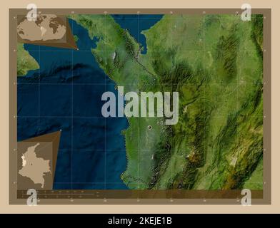 Choco, department of Colombia. Low resolution satellite map. Locations ...