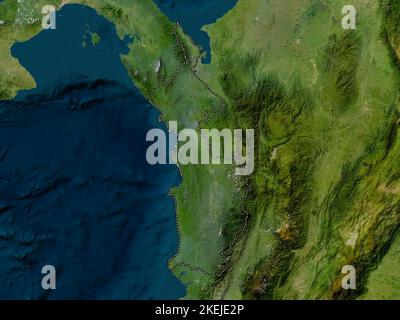Choco, department of Colombia. Low resolution satellite map. Locations ...