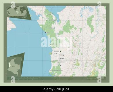 Choco, department of Colombia. Open Street Map. Locations of major ...