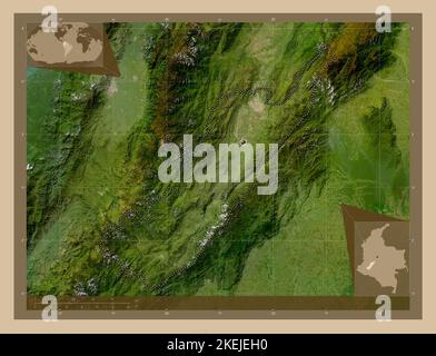 Huila, department of Colombia. Low resolution satellite map. Locations ...