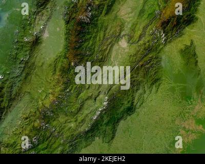 Huila, department of Colombia. Low resolution satellite map. Locations ...
