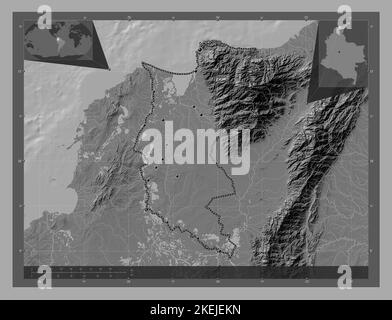 Magdalena, department of Colombia. Bilevel elevation map with lakes and ...