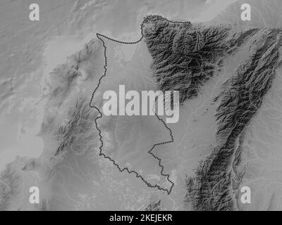 Magdalena, department of Colombia. Grayscale elevation map with lakes ...